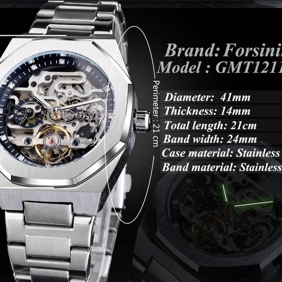 Forsining | Accessories | Mens Skeleton Mechanical Luminous Luxury ...